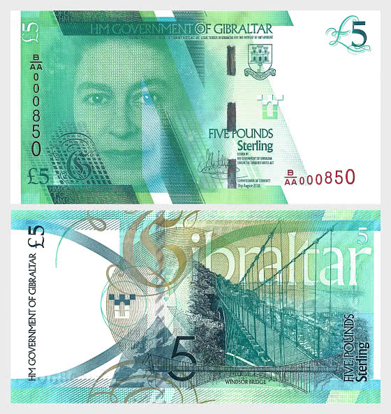 2021 5 Banknote Gibraltar Banknotes Worldwide Stamps Coins